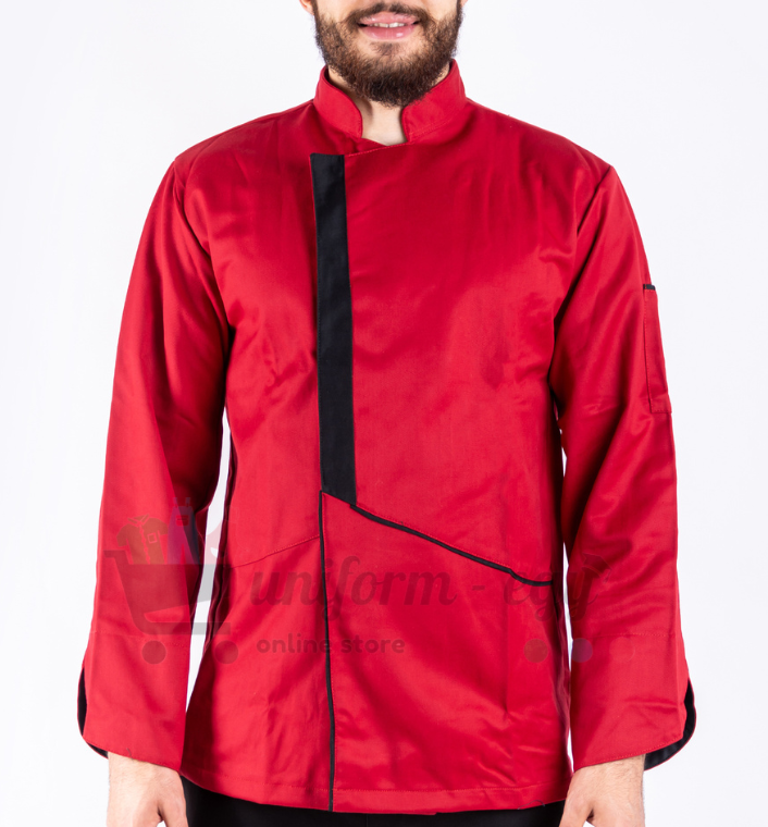Red chef jacket Equipped with a bold black line – يونيفورم ايجي